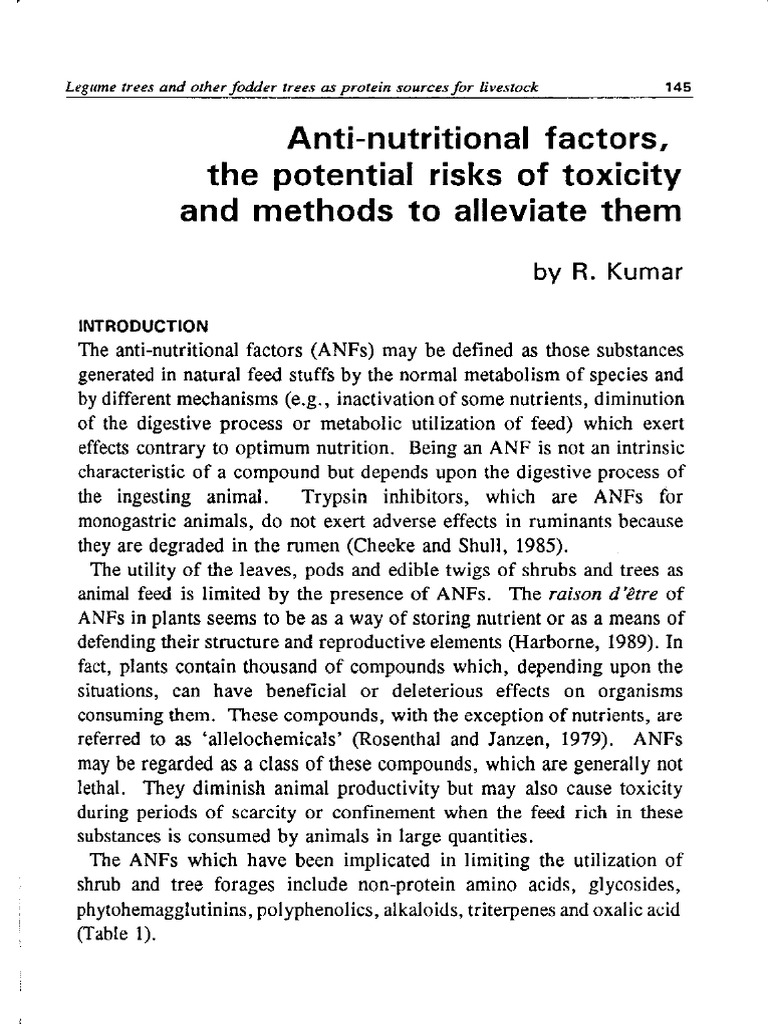Anti Nutritional Factors by R. Kumar | PDF