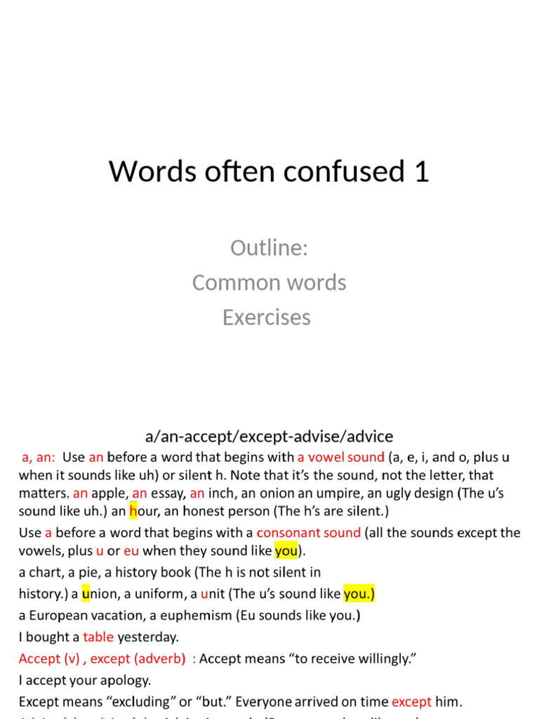 Words Often Confused | PDF | Dentistry