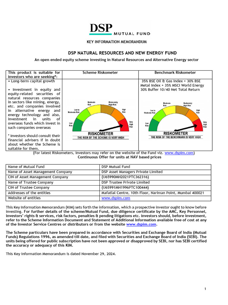 Kim DSP Nrne Fund Nov24 | PDF | Derivative (Finance) | Futures Contract