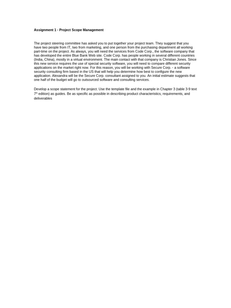 Assignment 1 - Project Scope Management | PDF