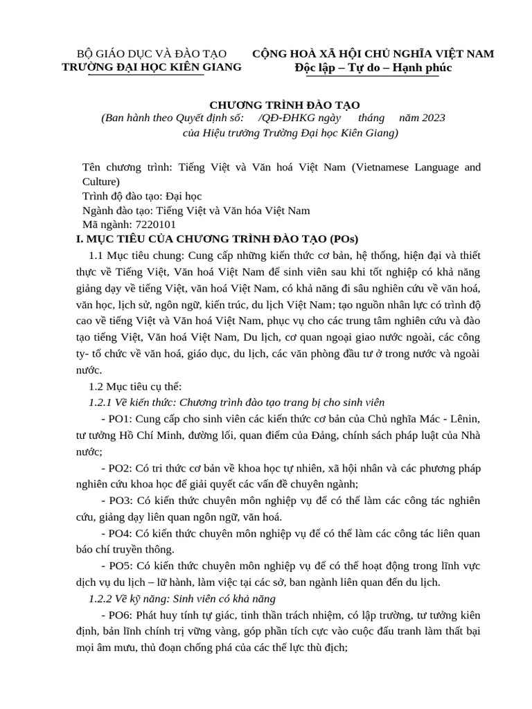 19.10 - Khung CTDT TV&VHVN 2023 - Final | PDF