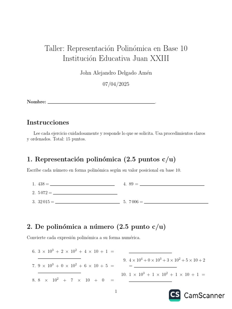 Polinomios Base 10 | PDF