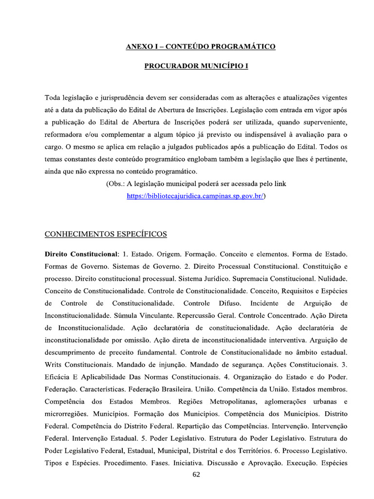 Anexo I - Conteúdo Programático | PDF