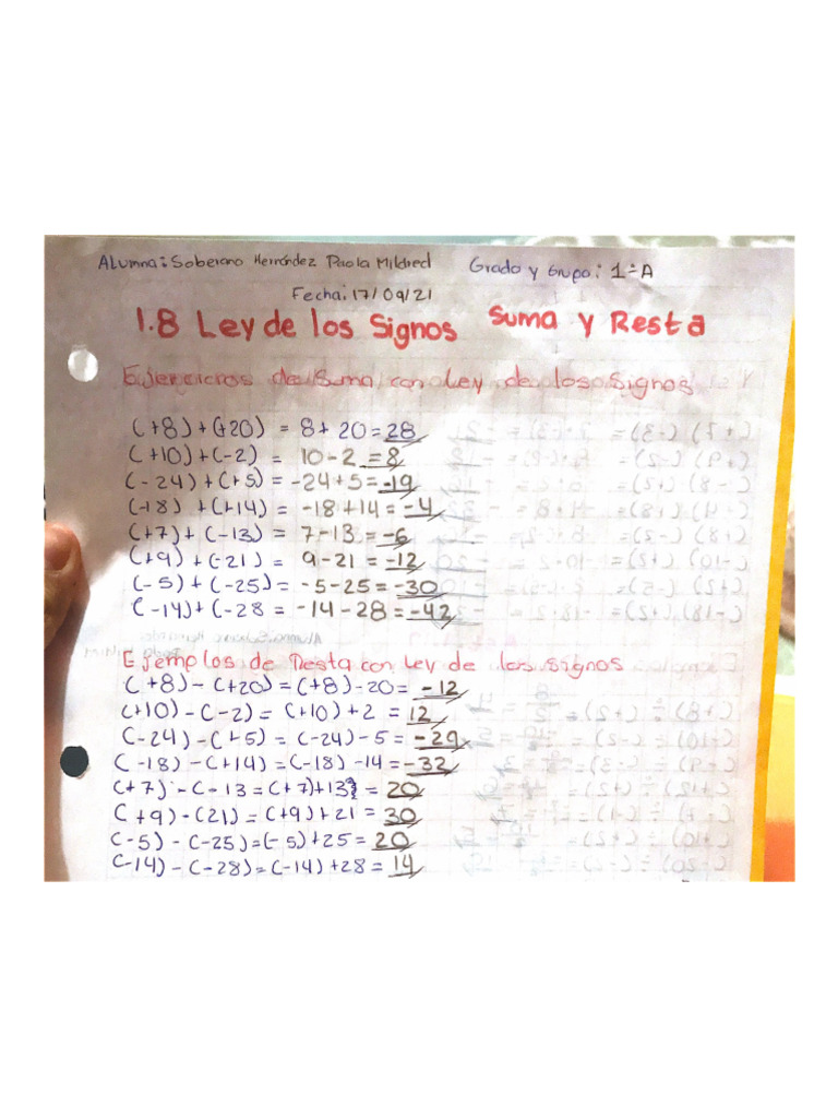 1.8 - Ley de Los Signos Suma y Resta | PDF