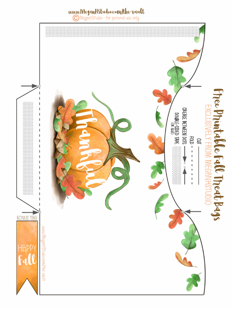 Thankful Pumpkin Bag Template Portrait | PDF