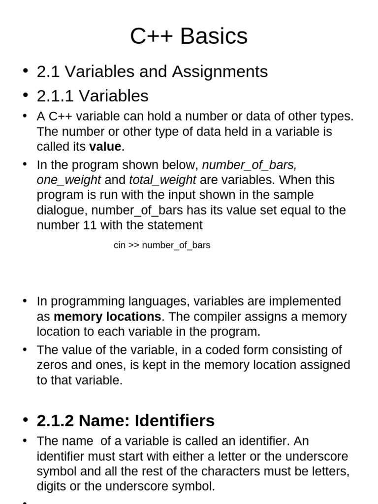 2 - C++ Basics | PDF | Variable (Computer Science) | Reserved Word
