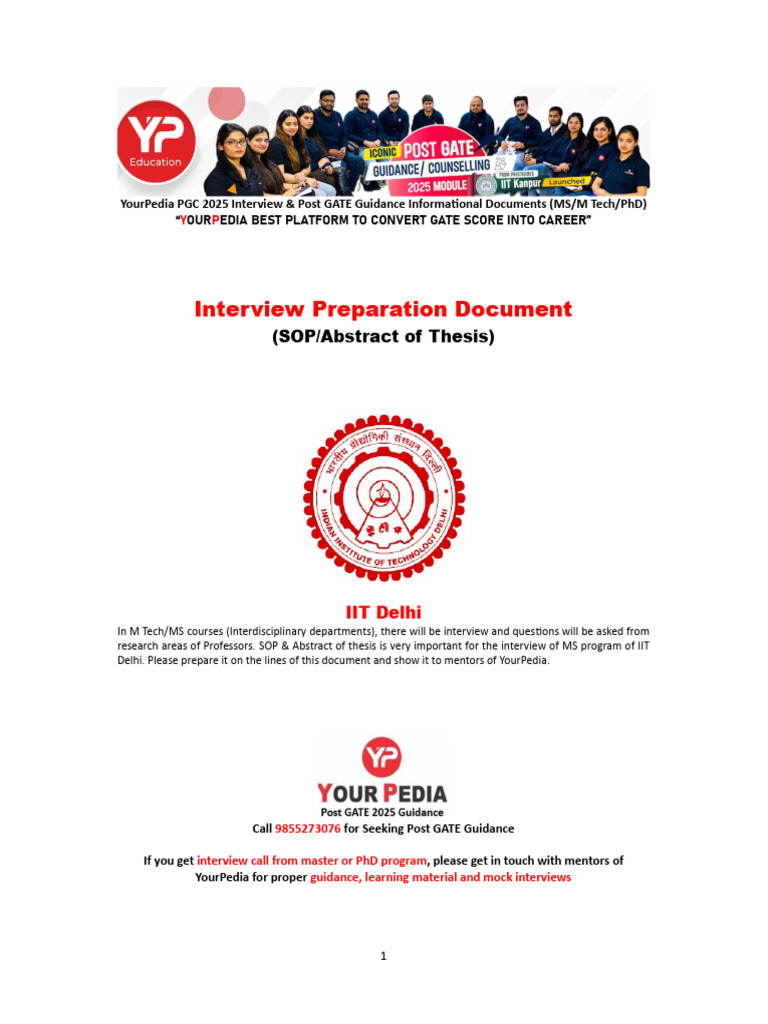 SOP & Abstract of Thesis MS @IITD | PDF | Thesis | Personalized Medicine