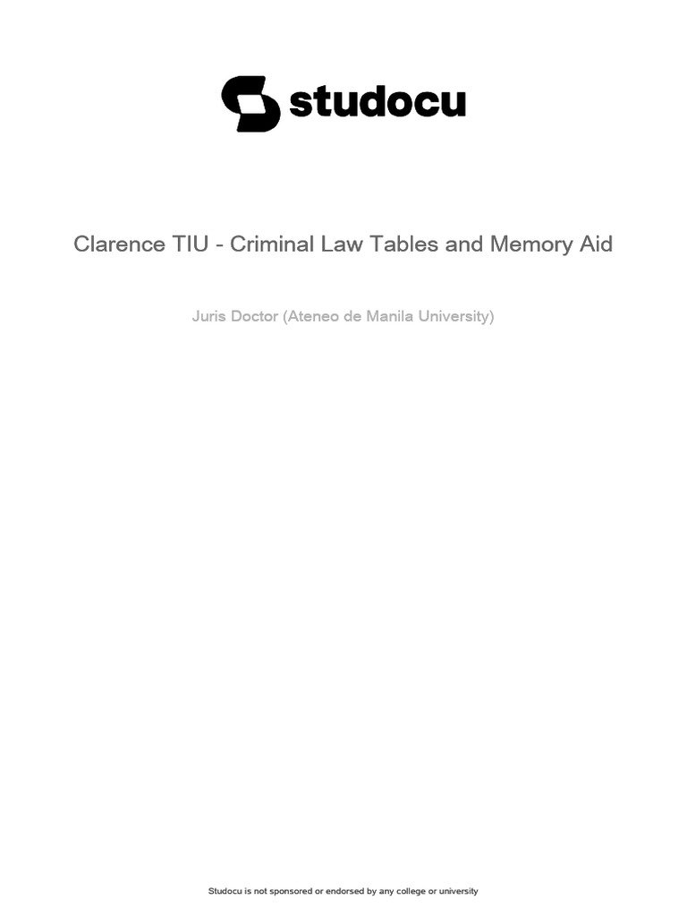 Clarence Tiu Criminal Law Tables and Memory Aid | PDF | Crimes | Crime ...