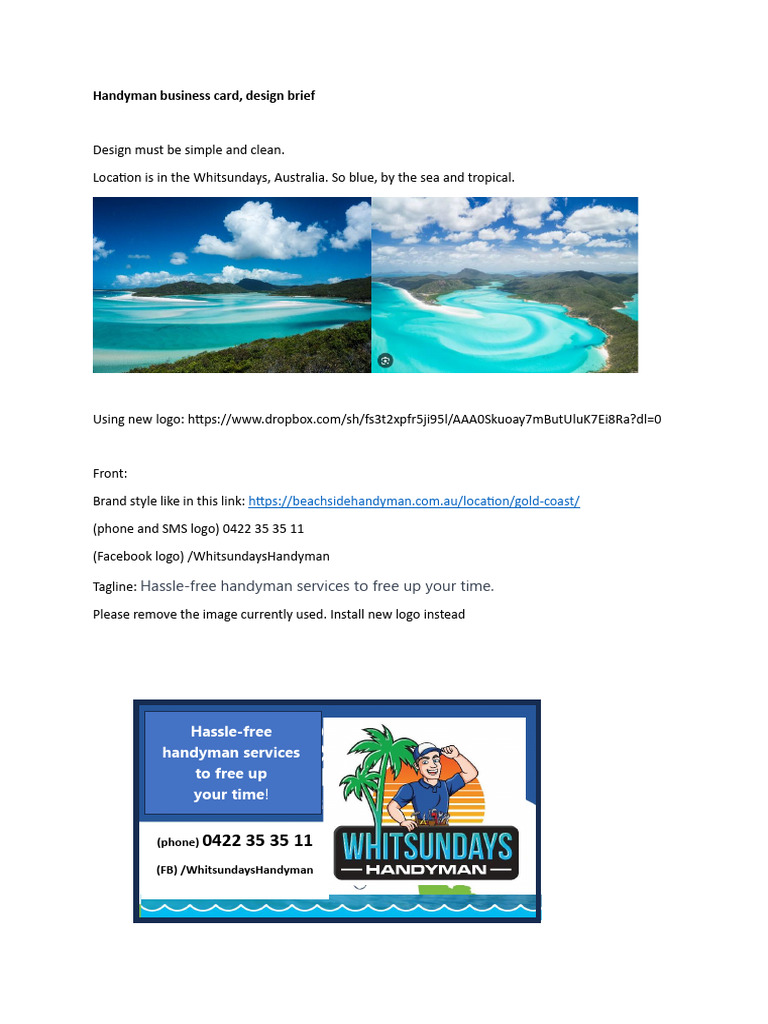 Handyman Business Card Design Brief | PDF