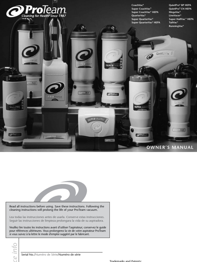 Proteam Backpacks Owners Manual | PDF | Vacuum Cleaner | Electrical ...