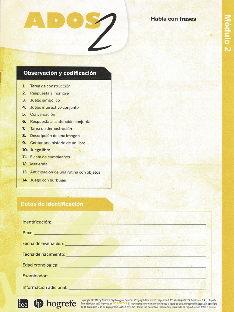ADOS-2 Módulo 2 | PDF