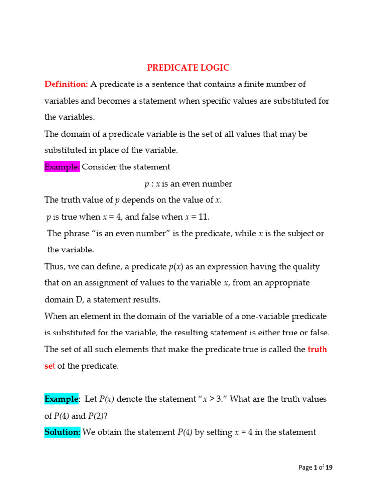 Predicate Logic Lecture Notes | PDF | Syntax (Logic) | Logic