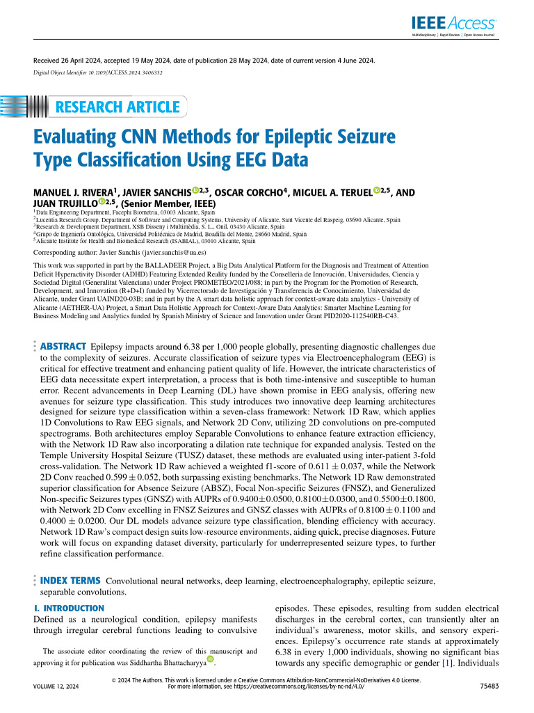 Evaluating CNN Methods For Epileptic Seizure Type Classification Using EEG Data | PDF ...