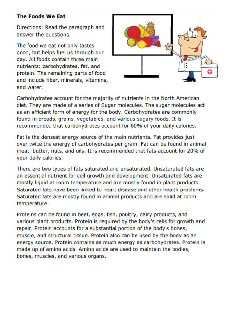 Reading Article - Balanced Diet (Health) | PDF