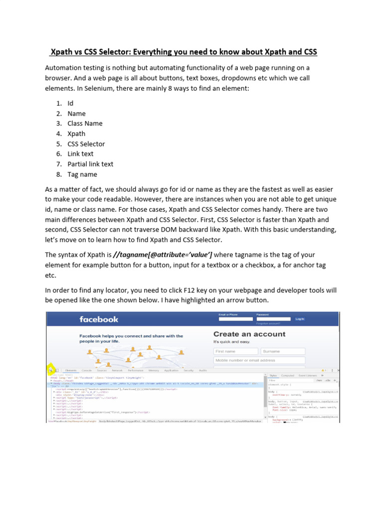 Xpath Vs CSS - Everything You Need To Know About XPath and CSS | PDF ...