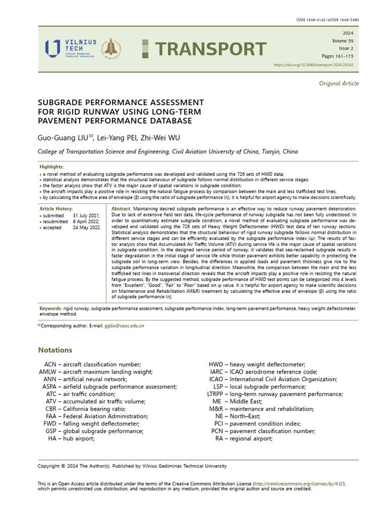 SUBGRADE PERFORMANCE ASSESSMENT FOR RIGID RUNWAY USING LONGTERM ...