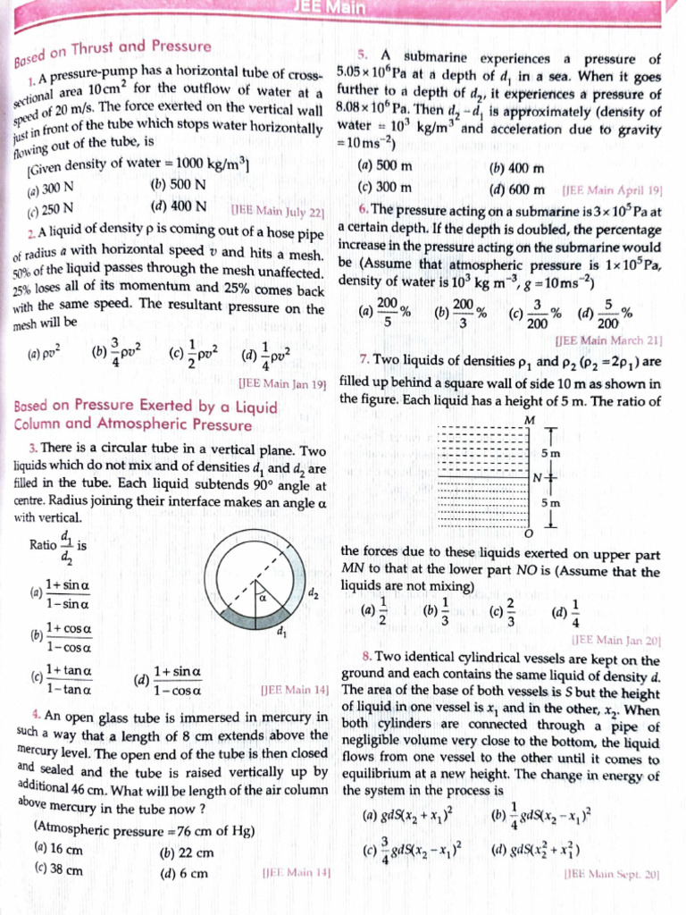 Jee Mains Physics Questions | PDF | Soft Matter | Classical Mechanics