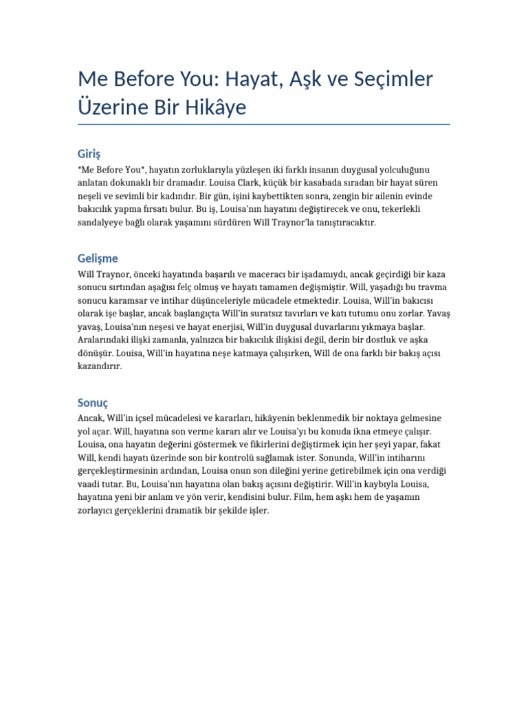 Me Before You Summary | PDF