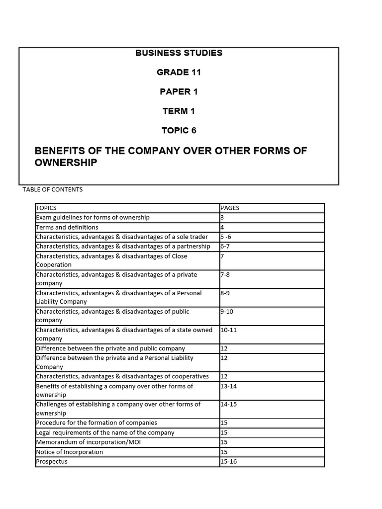 Forms of ownership notes | PDF | Partnership | Sole Proprietorship