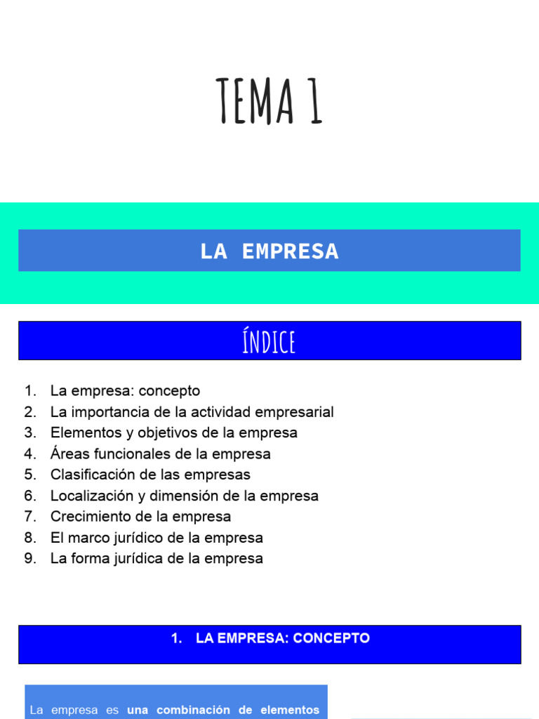 Tema 1 La Empresa | PDF | Business | Economias