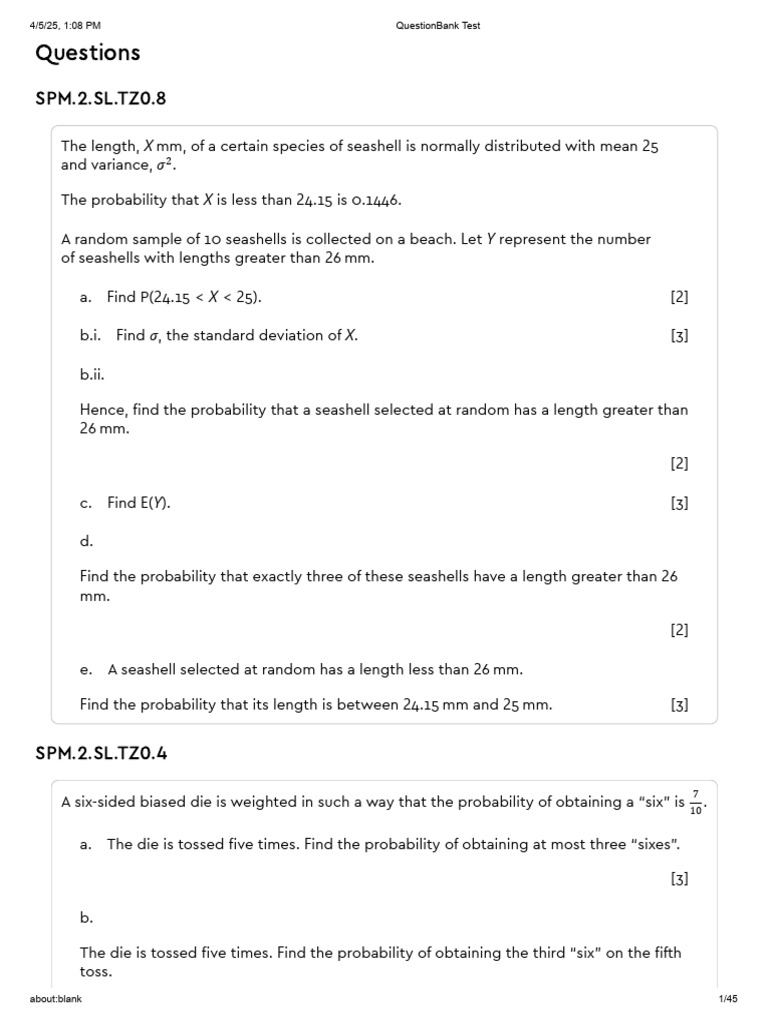 Statistical Analysis of Seashells and Dice | PDF | Statistical Theory ...