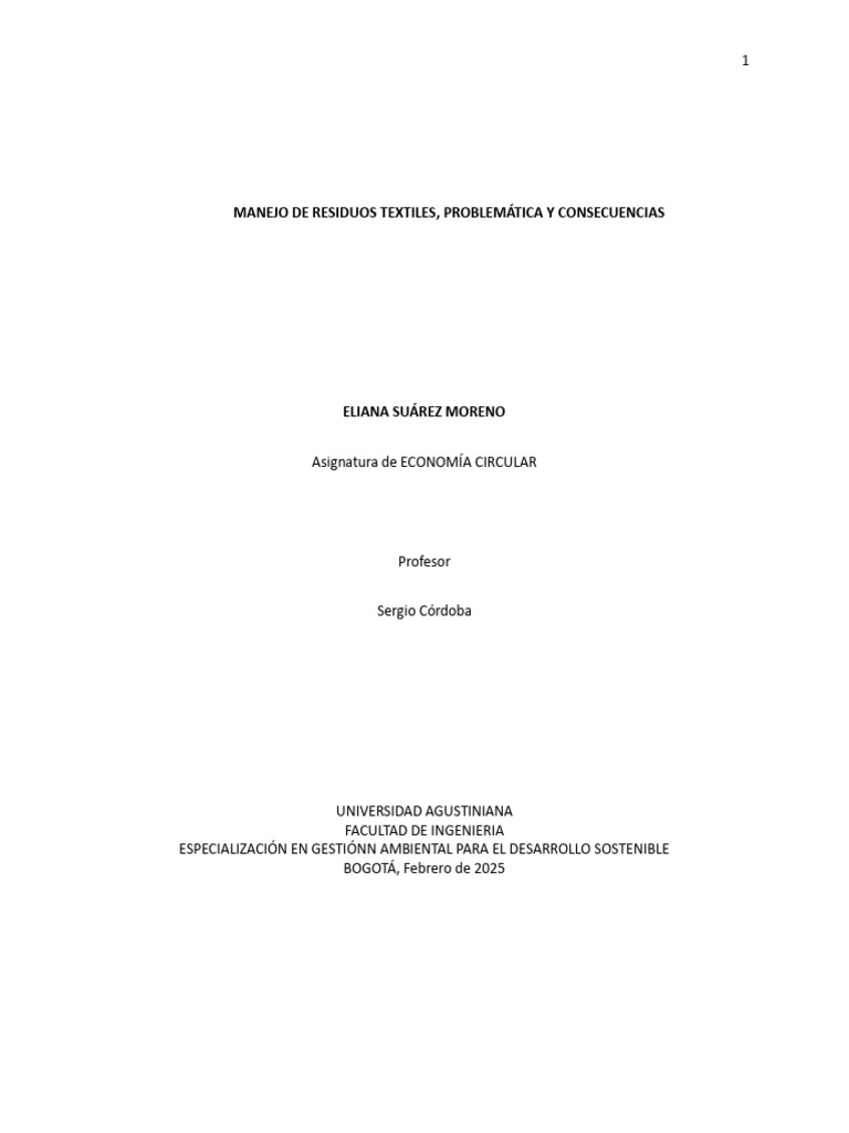 Eliana Suárez Moreno | PDF | Textiles | Residuos