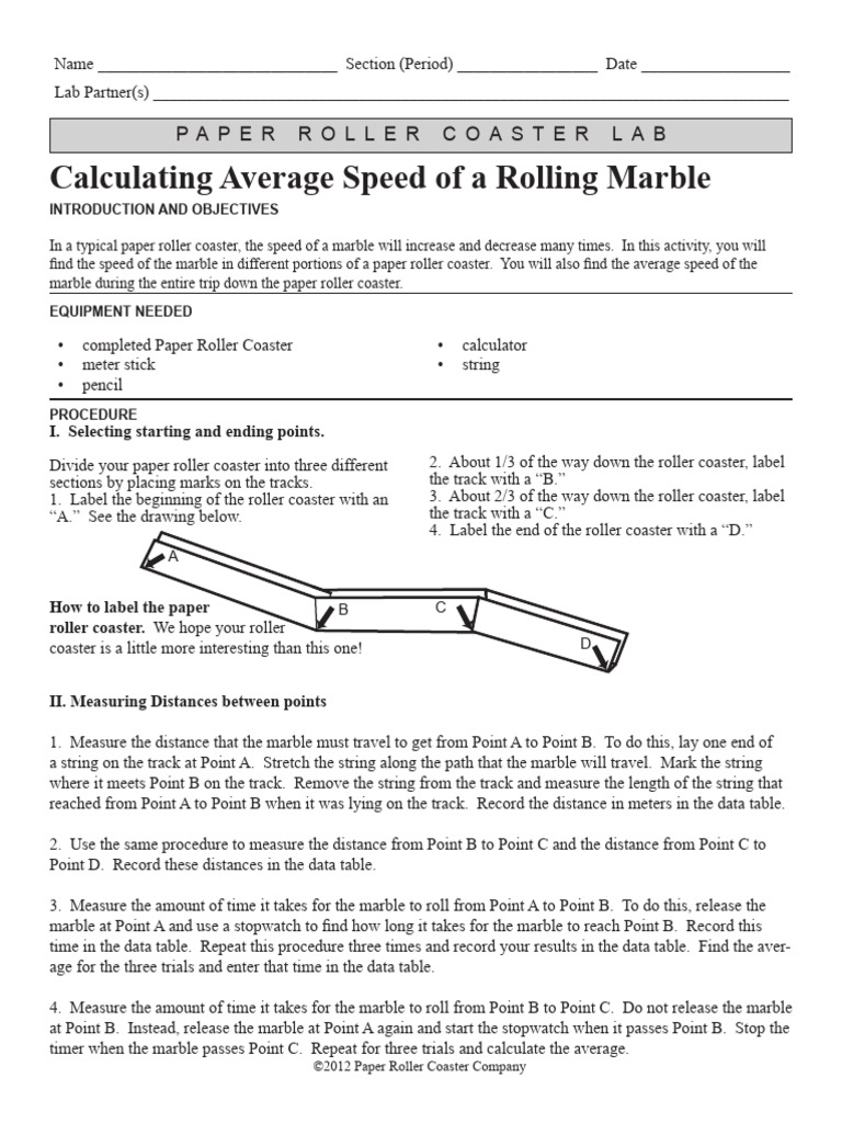 Calculating Average Speed Fillable | PDF | Speed