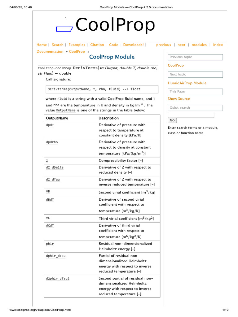 CoolProp Fluid Properties and Viscosity | PDF | Enthalpy | Pressure