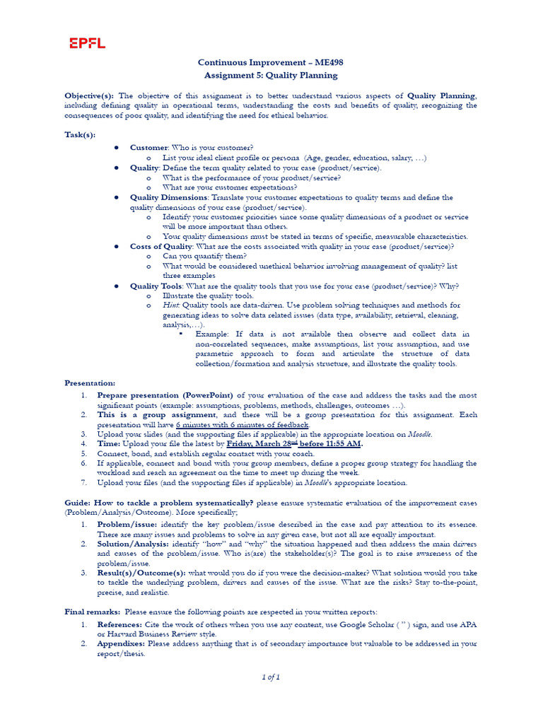 Assignment5-Quality Planning (1) | PDF | Evaluation | Data