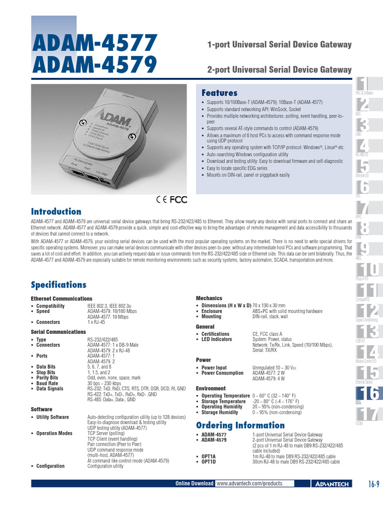 ADAM 4577 4579 Datasheet | PDF | Computer Network | Network Architecture