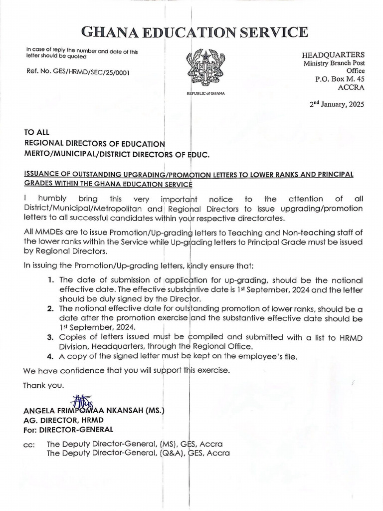 Outstanding Upgrading and Promotion Letters | PDF