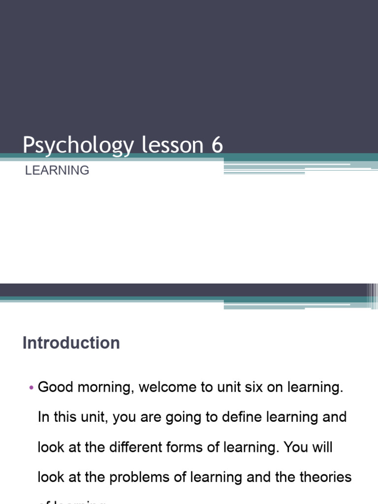 Psychology Lesson 6 | PDF | Classical Conditioning | Learning