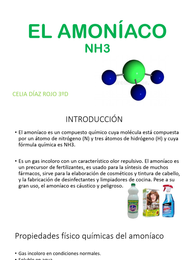 Aplicaciones y propiedades del amoníaco | PDF | Amoníaco | Nitrógeno