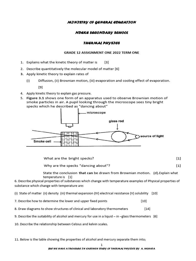 Thermal Physics Assignment PDF | PDF | Temperature | Gases