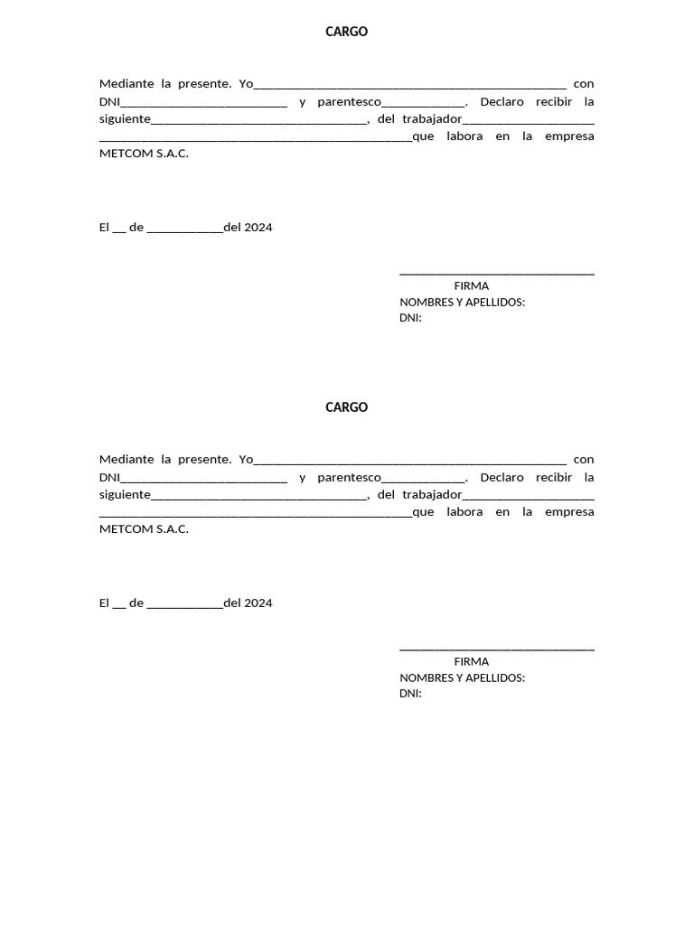 Cargo de Entrega Tarjetas de Alimentos | PDF