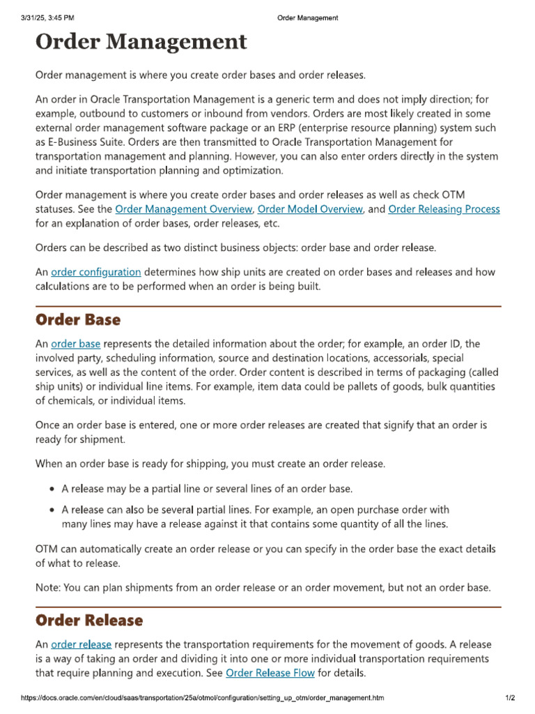 Order Base Release | PDF