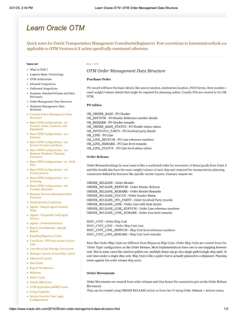 Otm Order Management Data Structure | PDF