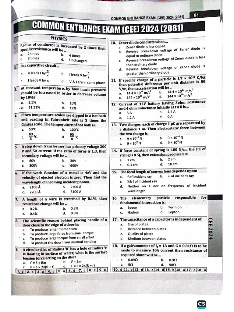 CEE 2024 (2081) Questions - 250321 - 235139 | PDF