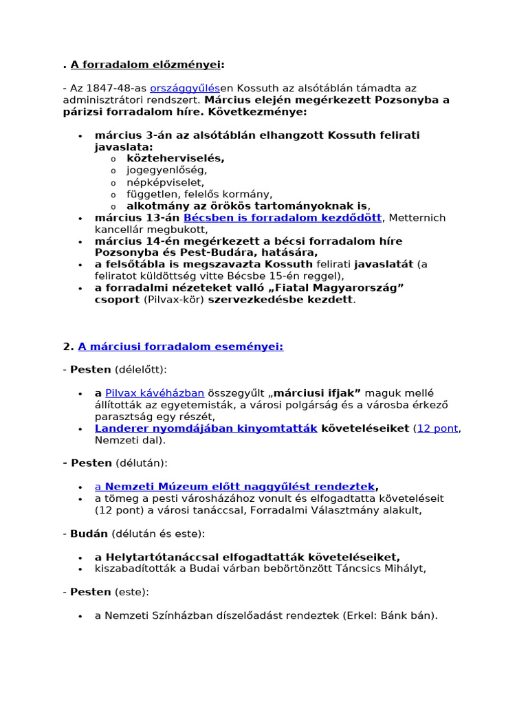 A Forradalom Előzményei | PDF