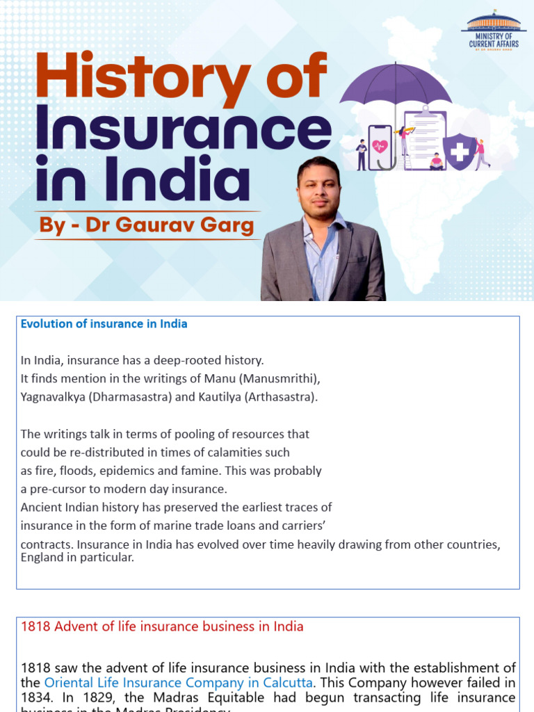 History and Evolution of Insurance in India | PDF | Insurance ...