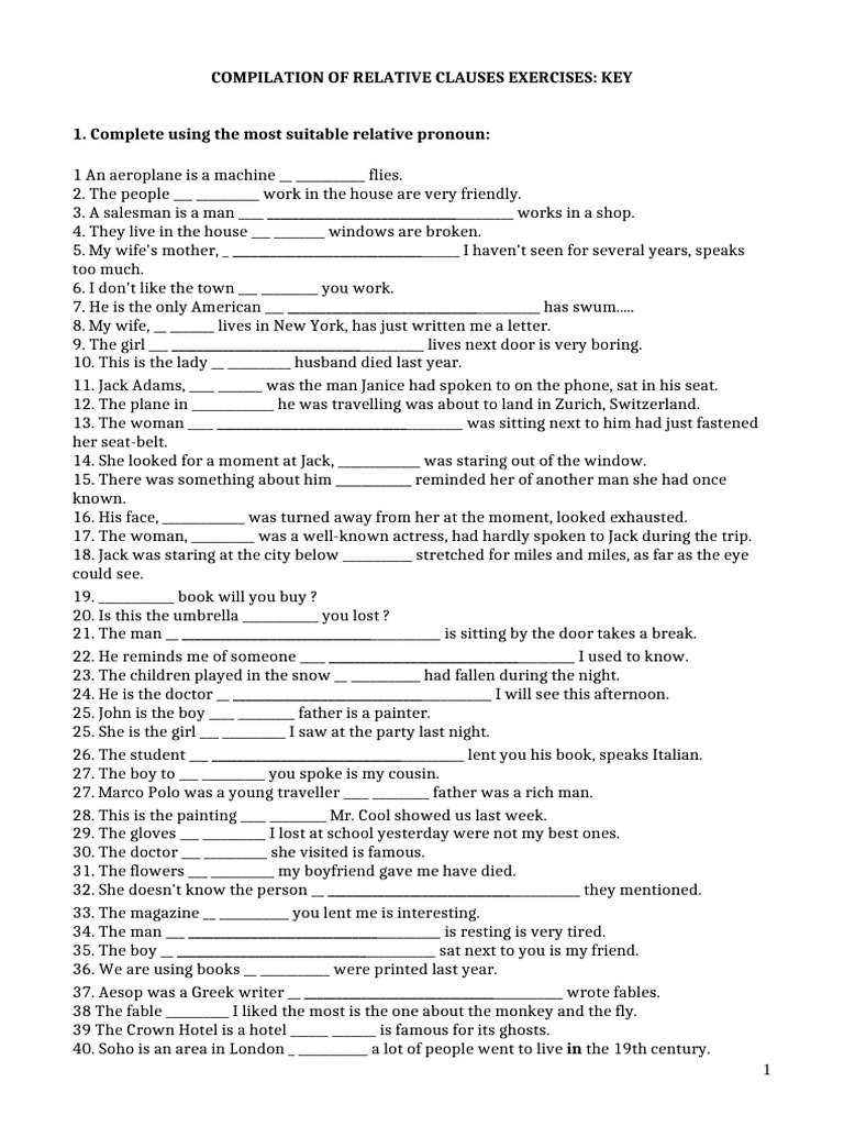 Compilation_of_relative_clauses_exercise key | PDF | Scotland