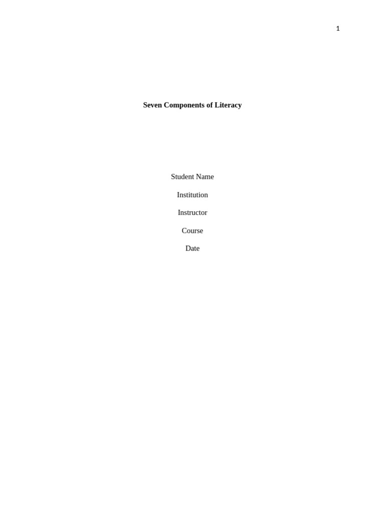 Seven Components of Literacy - Edited | PDF | Reading Comprehension ...