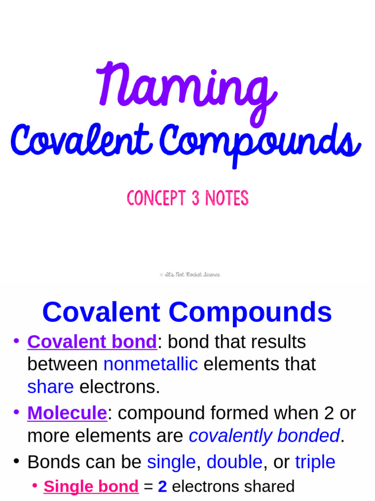 Concept 3 Notes - Naming Covalent Compounds | PDF | Chemical Compounds ...