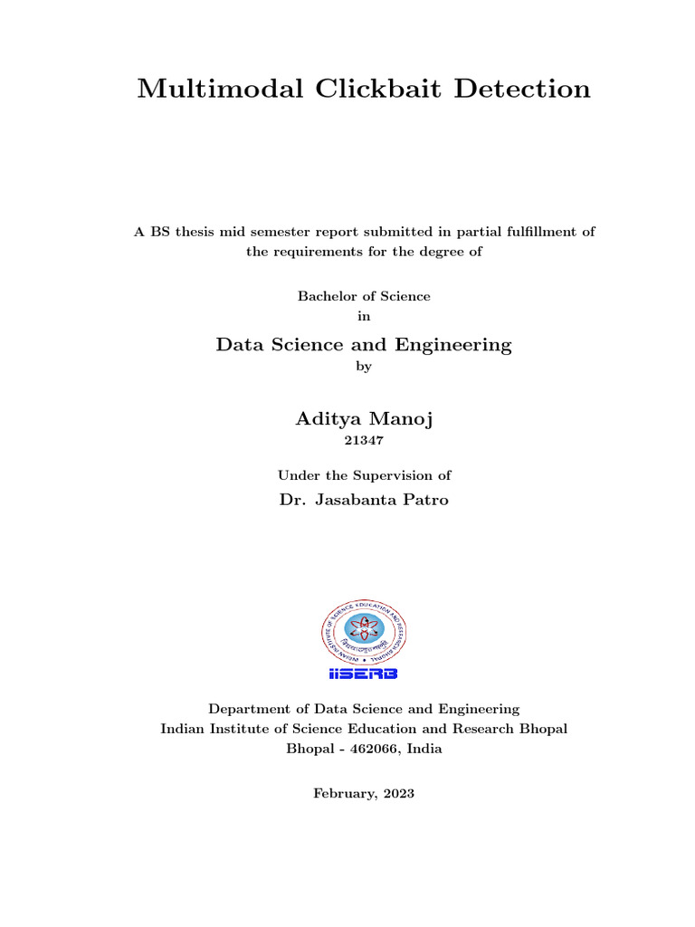 BS Thesis MidSem Report | PDF | Sensitivity And Specificity | Learning