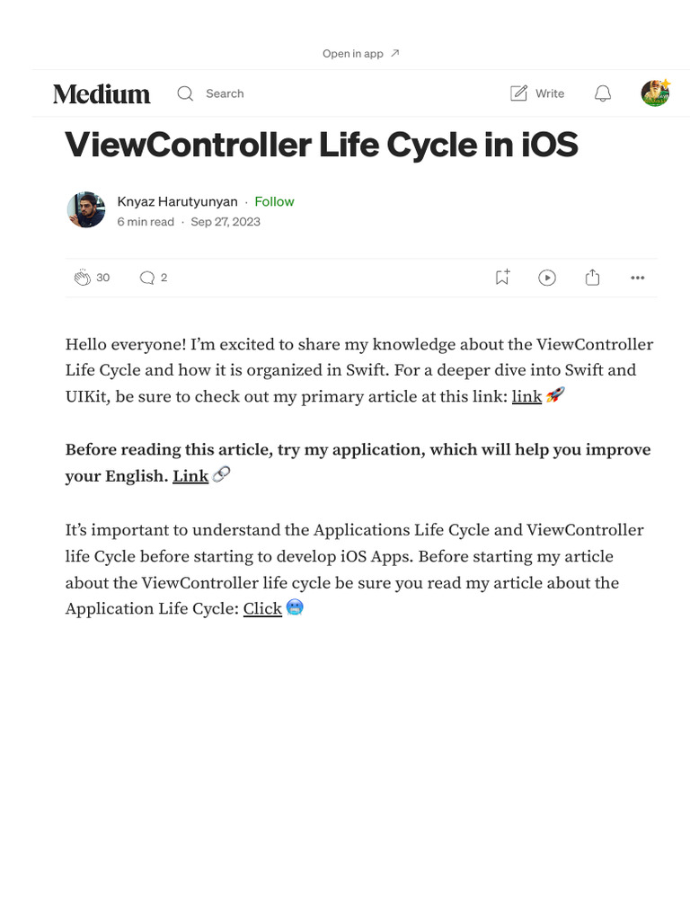 ViewController Life Cycle in iOS. Hello Everyone! I'm Excited To Share My - by Knyaz Harutyunyan ...