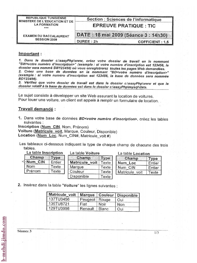 Bac Pratique 18052009 Tic 14h30 | PDF