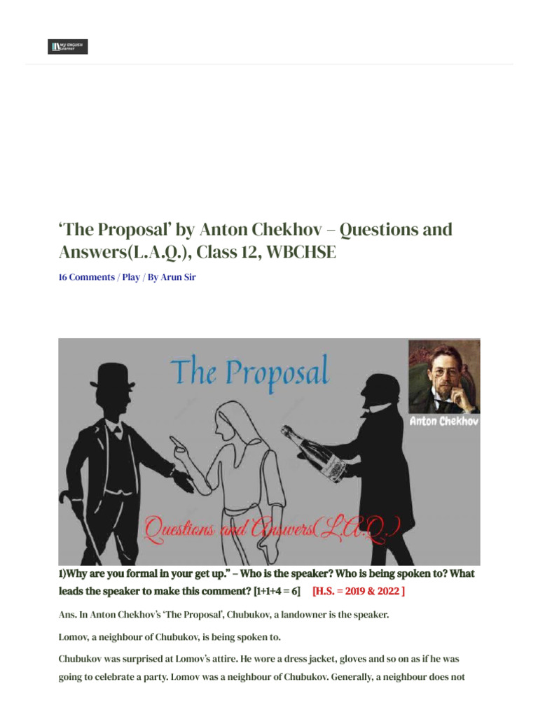Chubukov's Role in Chekhov's Proposal | PDF