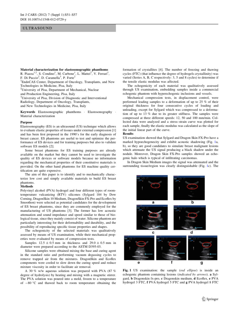 Ultrasound: Material Characterization For Elastosonographic Phanthoms | PDF