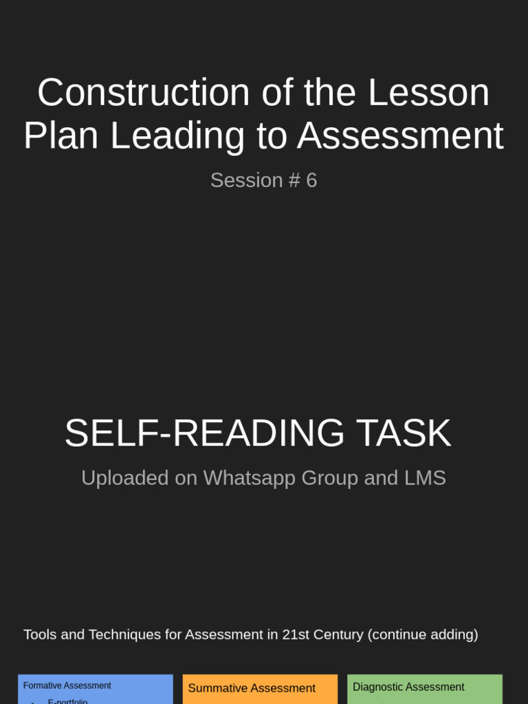 Construction of The Lesson Plan Leading To Assessment | PDF
