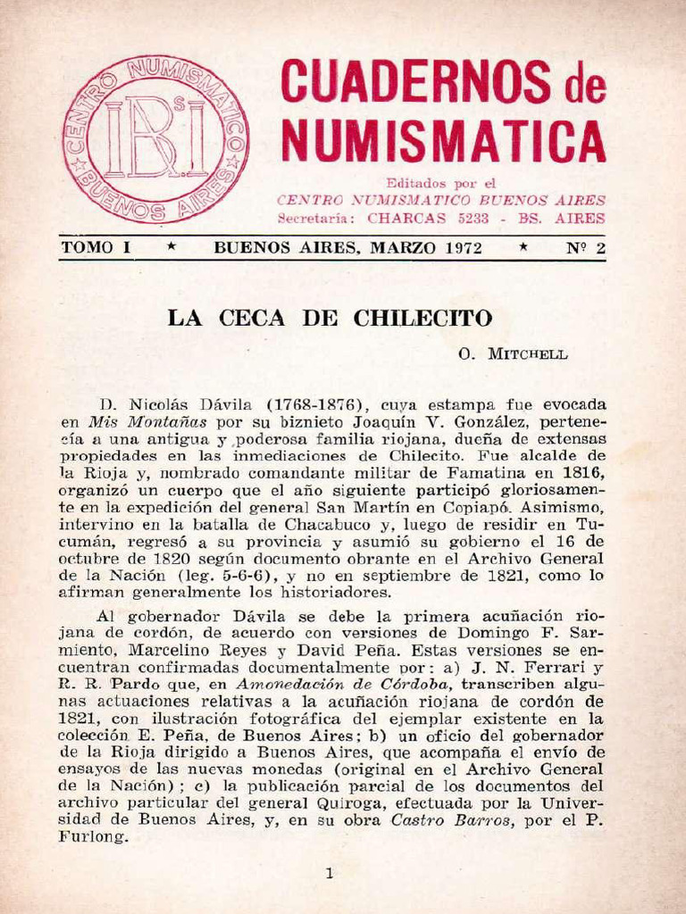 Historia de la Ceca de Chilecito | PDF | Billete de banco | Monedas